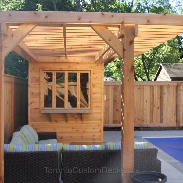 Pool deck with pergola and gazebo - Toronto Custom deck design ...