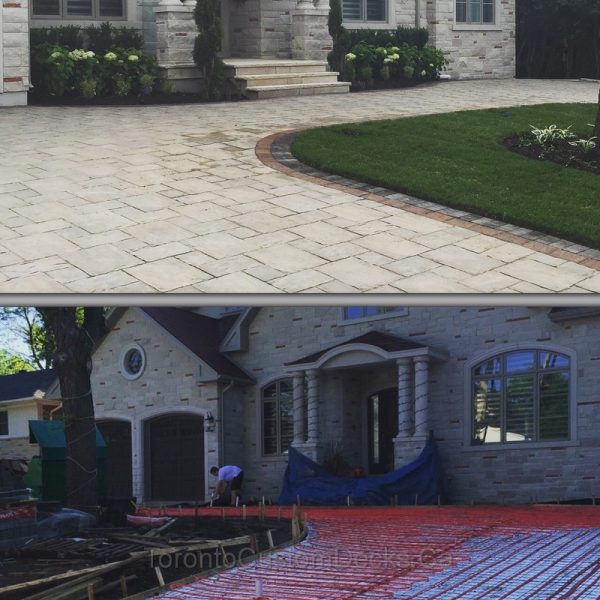 Heated driveway with large interlocking pool deck - Toronto Custom deck ...