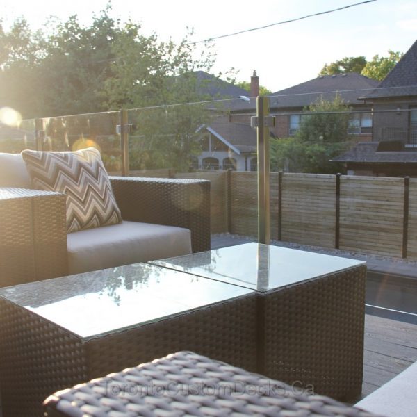 Composite deck with glass railings and fence - Toronto Custom deck ...