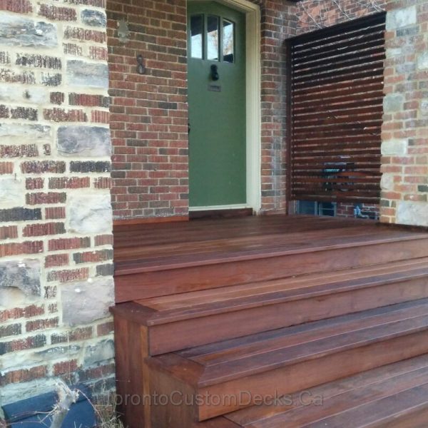 IPE porch with roof and steps - Toronto Custom deck design, pergolas ...